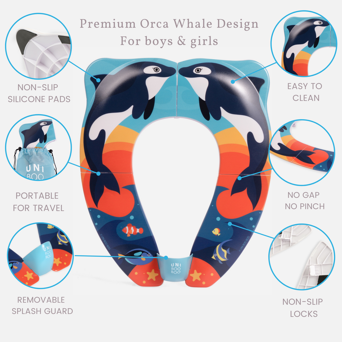 Kid's Portable Travel Potty Seat - Orca – UNI BOO BOO